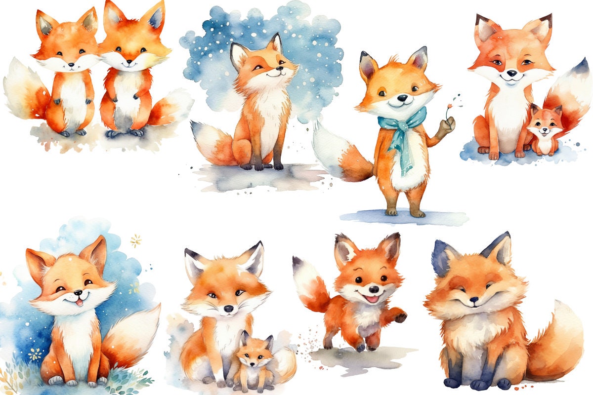 Watercolor Fox Clipart, Fox PNG, Fox Clipart, Fox Art, Digital, PNG ...