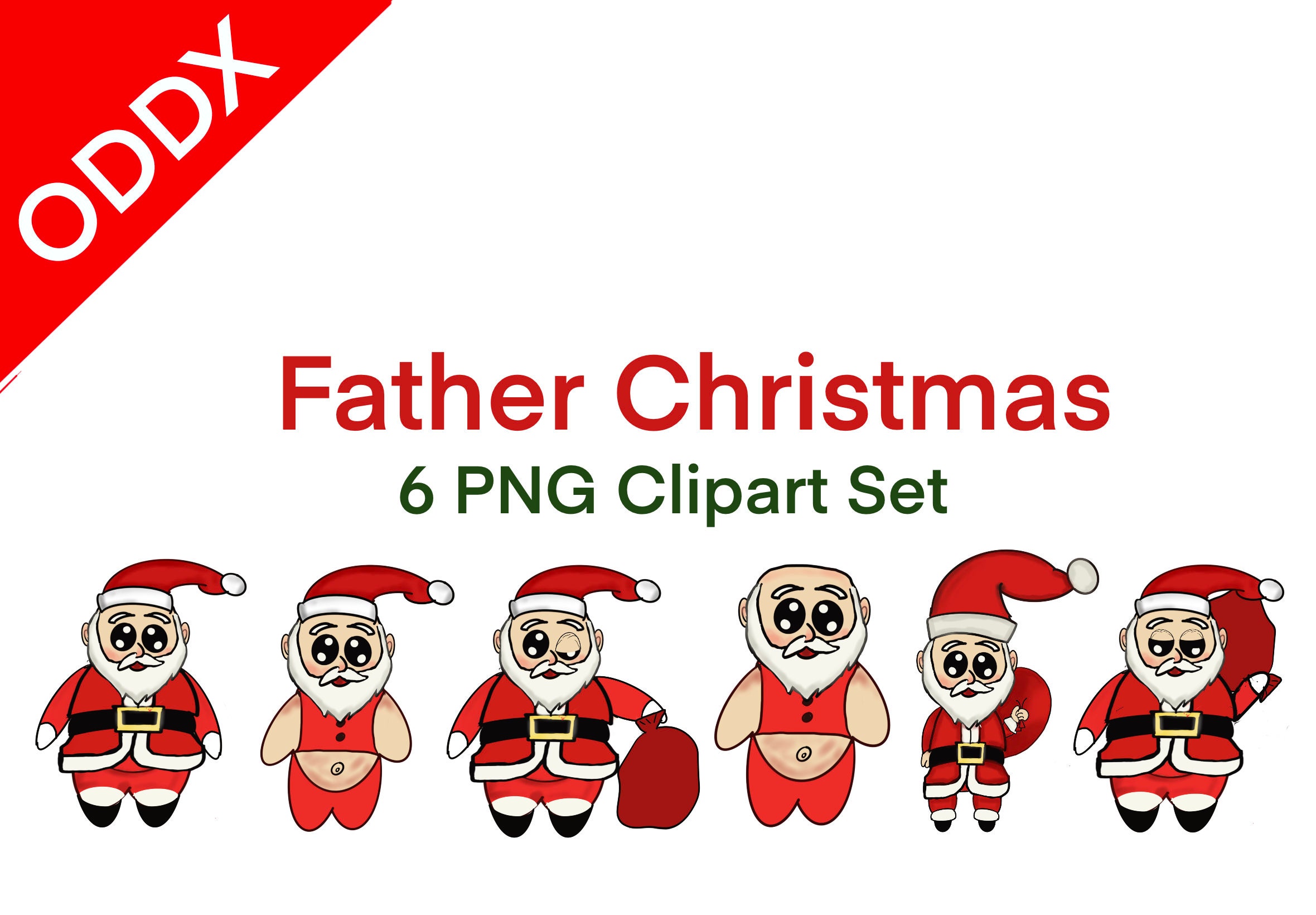 Father Christmas Clip Art Set, Santa Claus Clip Art, Christmas Clip Art ...
