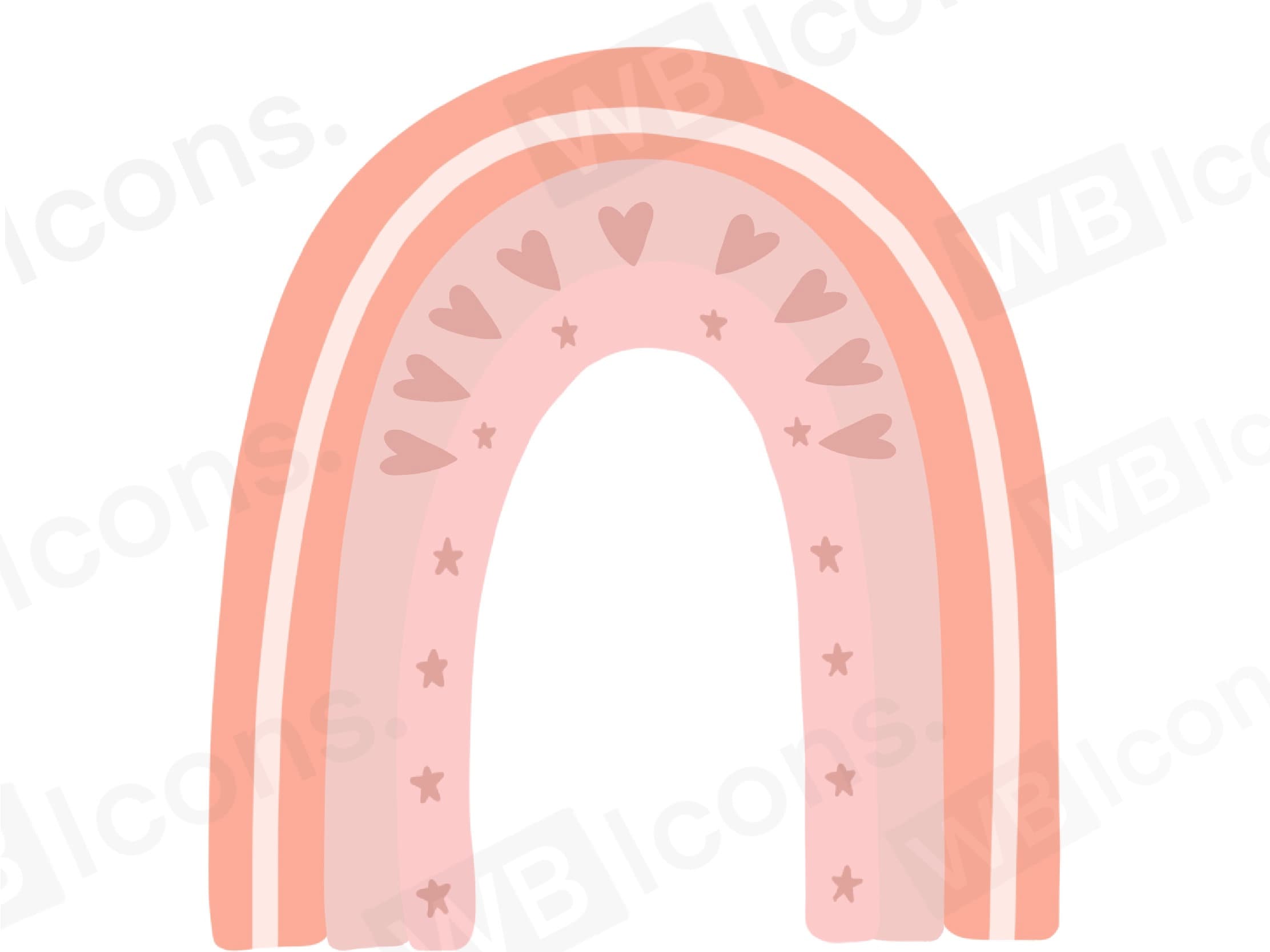 Baby Pink Rainbow Bundle, Clip Art Set, 12 Rainbows, Digital, Baby ...