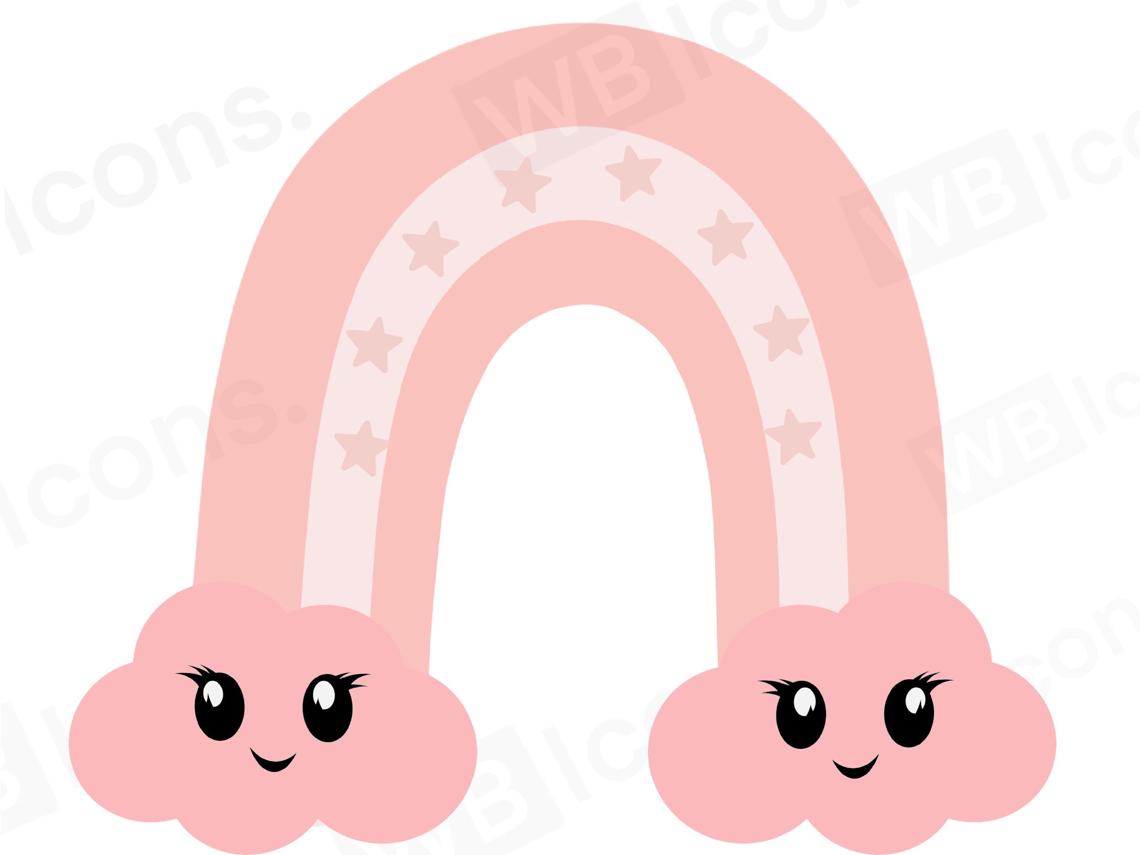 Baby Pink Rainbow Bundle, Clip Art Set, 12 Rainbows, Digital, Baby ...