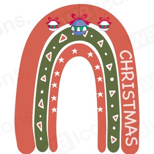 Christmas Rainbow Bundle, Clip Art Set, 12 Rainbows, Digital, Christmas ...