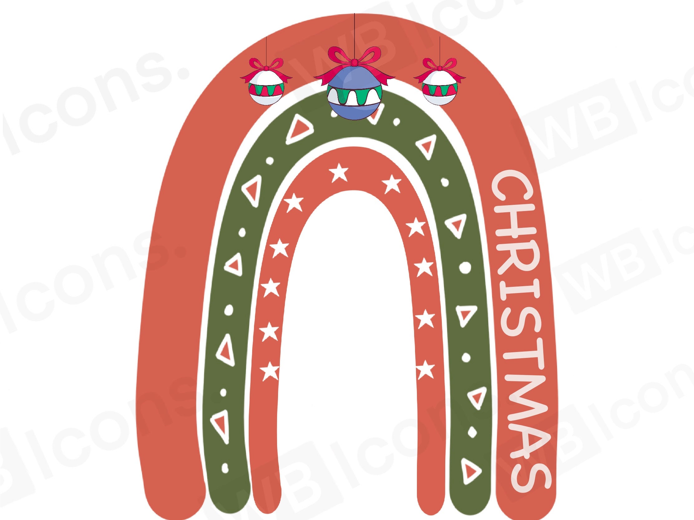 Christmas Rainbow Bundle, Clip Art Set, 12 Rainbows, Digital, Christmas ...