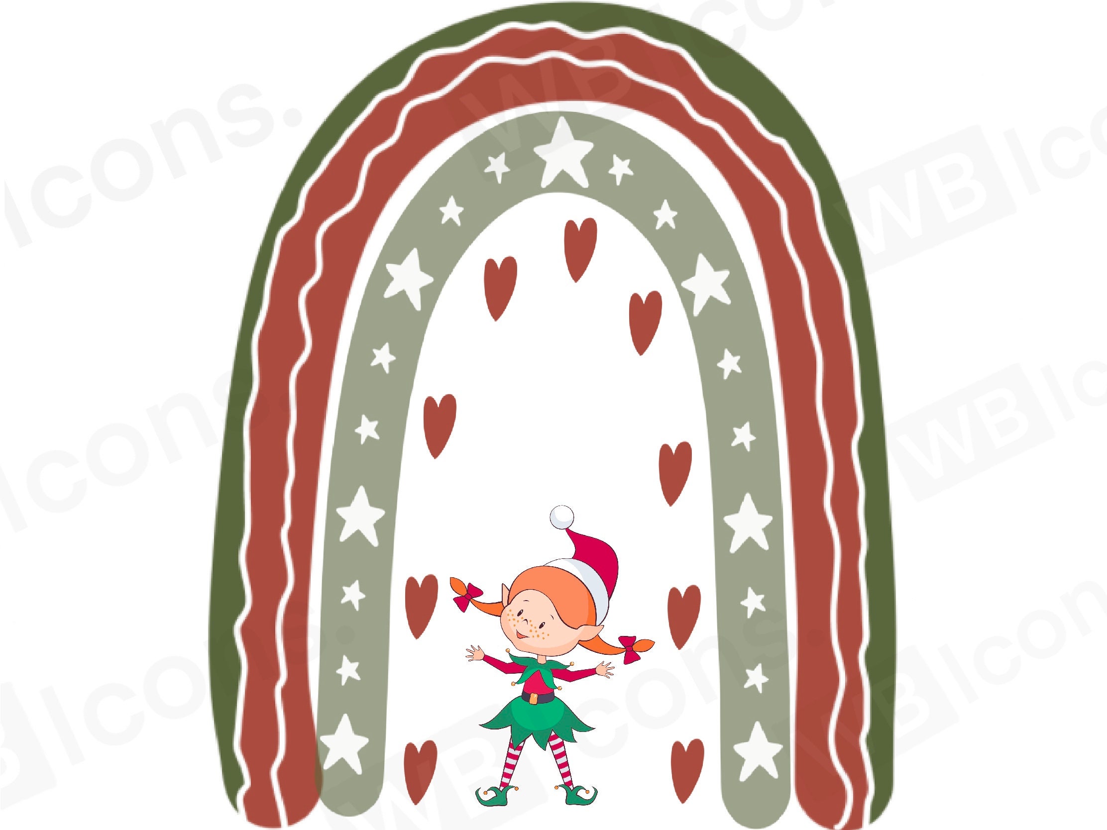 Christmas Rainbow Bundle, Clip Art Set, 12 Rainbows, Digital, Christmas ...