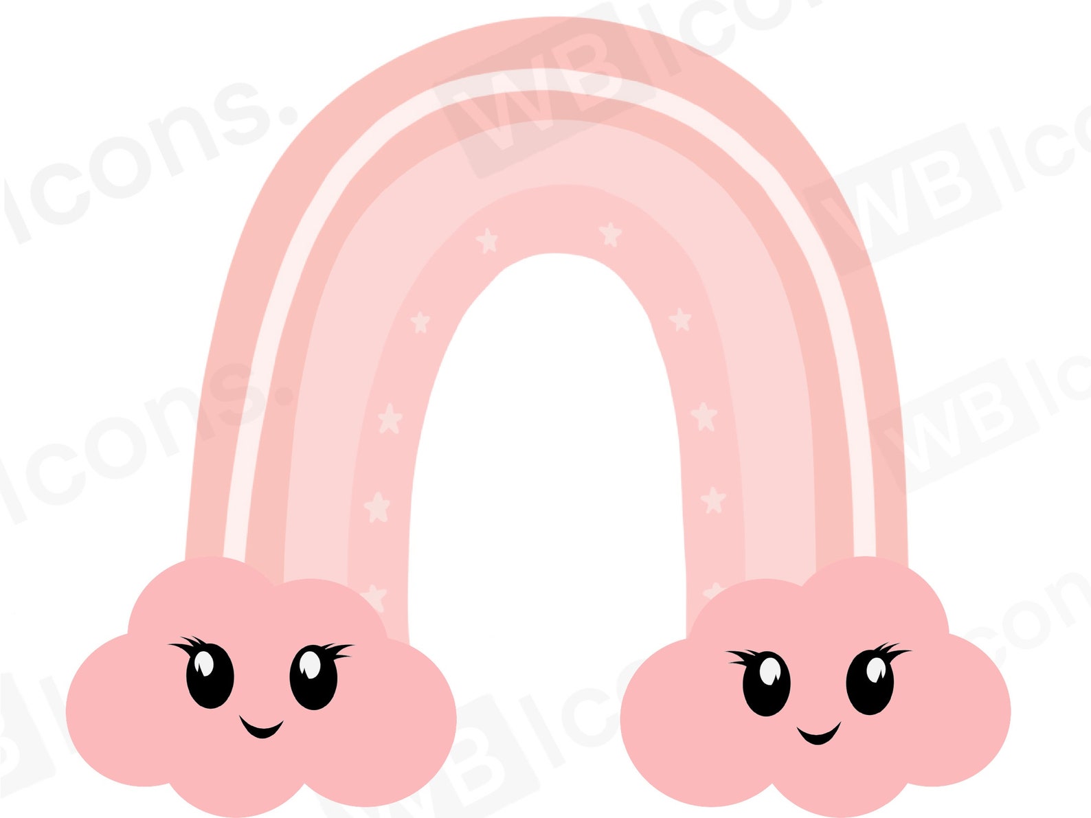 Baby Pink Rainbow Bundle, Clip Art Set, 12 Rainbows, Digital, Baby ...