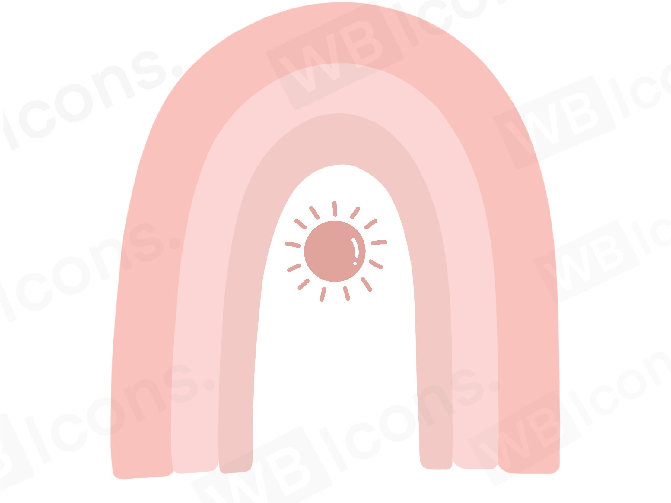 Baby Pink Rainbow Bundle, Clip Art Set, 12 Rainbows, Digital, Baby ...