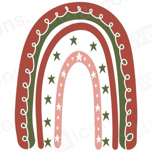 Christmas Rainbow Bundle, Clip Art Set, 12 Rainbows, Digital, Christmas ...