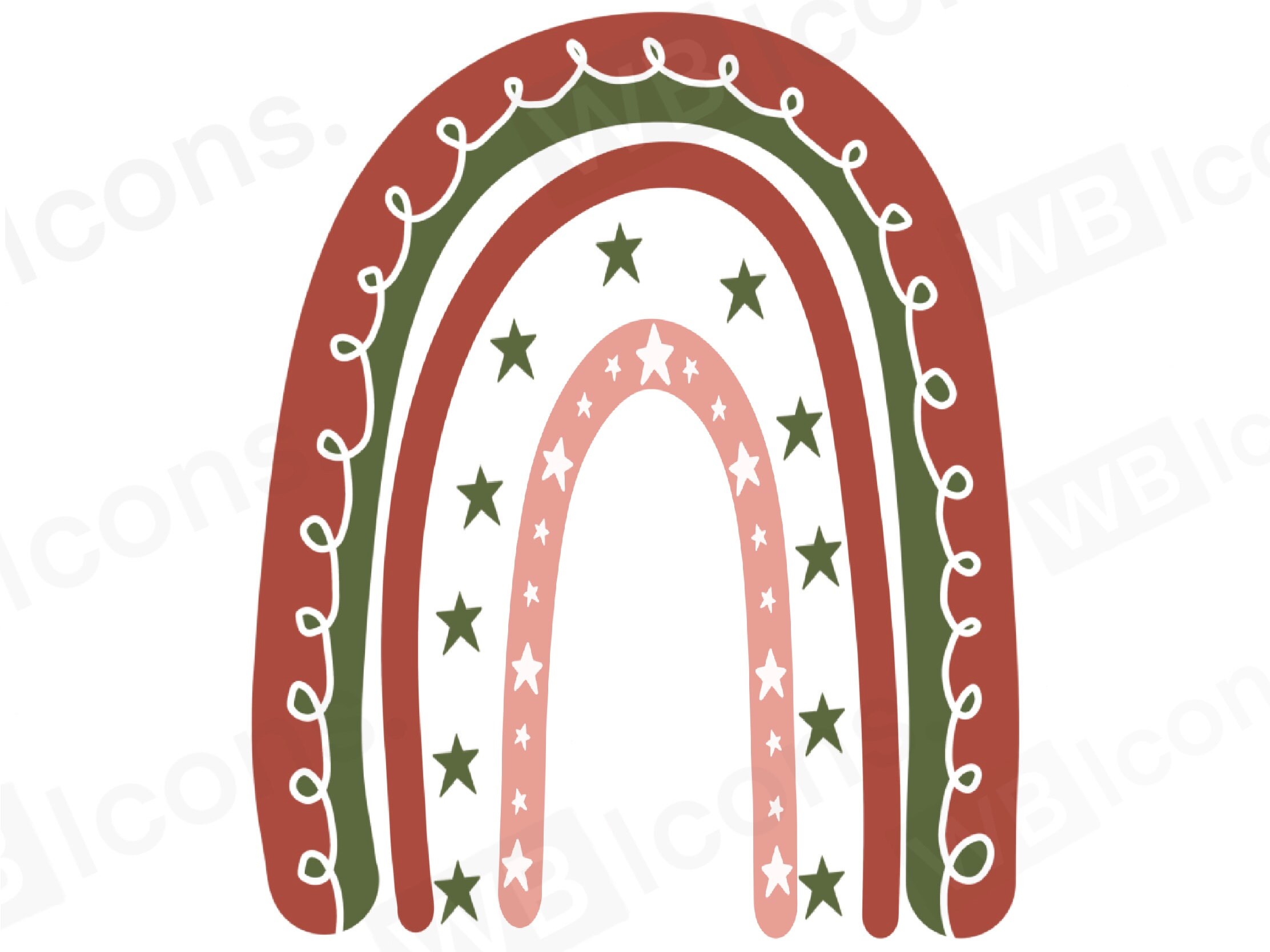 Christmas Rainbow Bundle, Clip Art Set, 12 Rainbows, Digital, Christmas ...