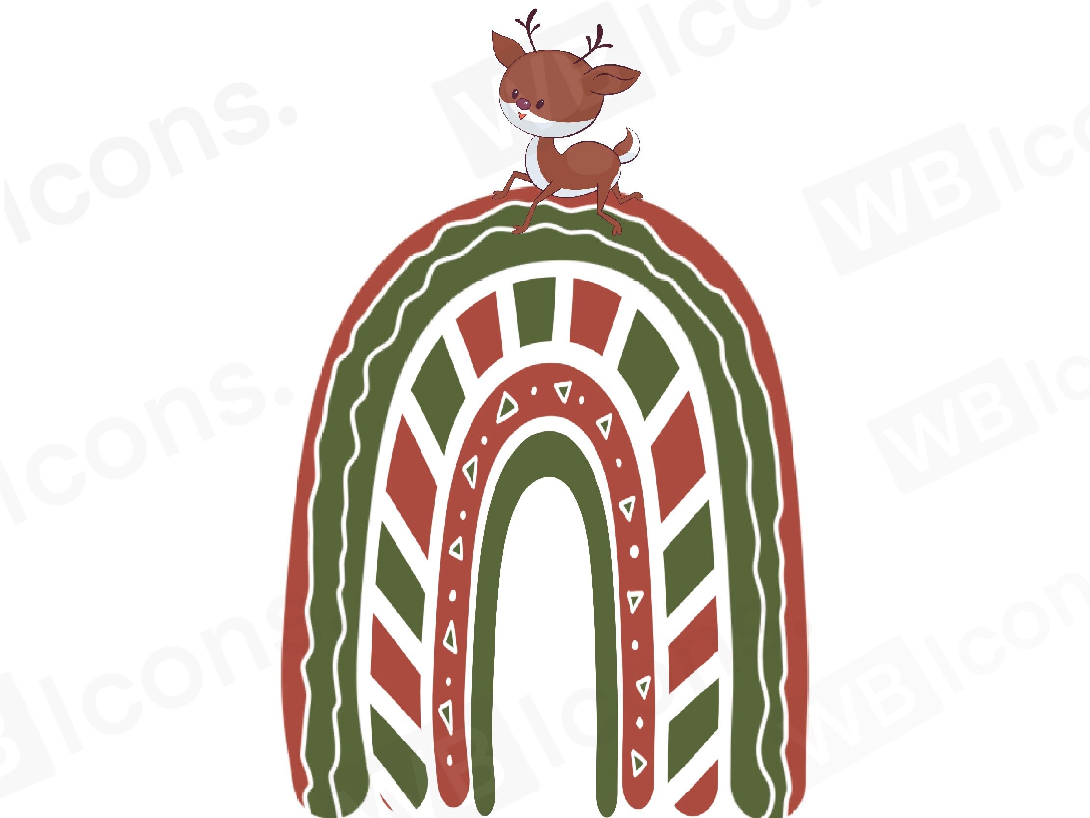 Christmas Rainbow Bundle, Clip Art Set, 12 Rainbows, Digital, Christmas ...