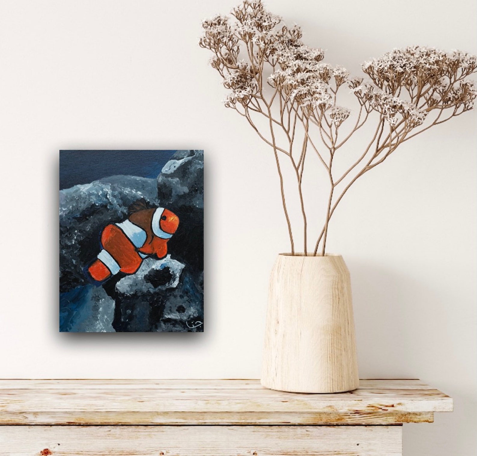 Clownfish Painting 8x10 Acrylic on Canvas Panel “nemo Sighting” - Etsy