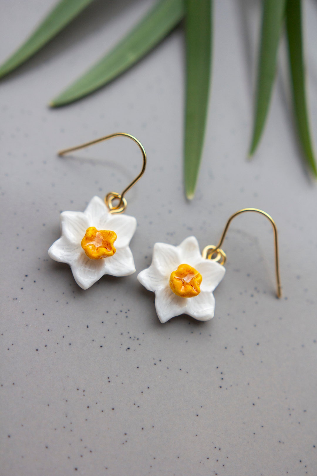 Handmade Daffodil Flower Earrings: Polymer Clay Floral Jewelry - Etsy