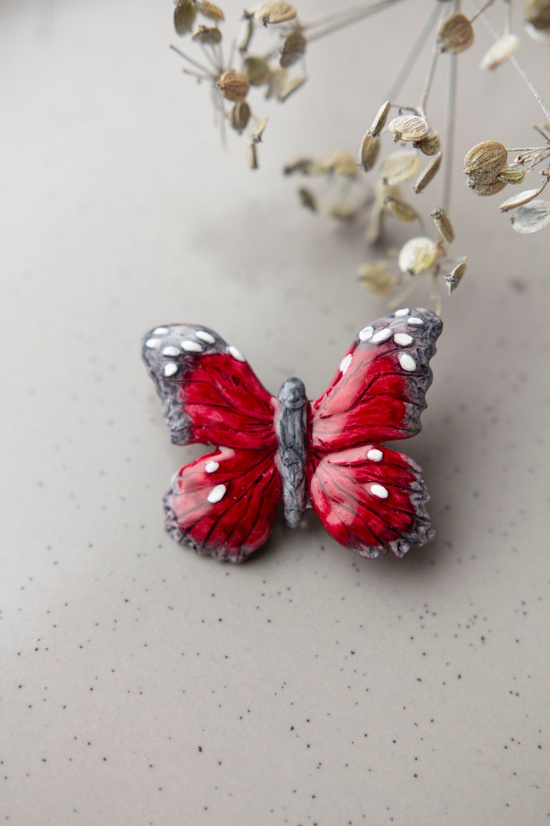 Dark Red Butterfly Brooch/ Vintage Style Insect Pin/ Butterfly Wings ...