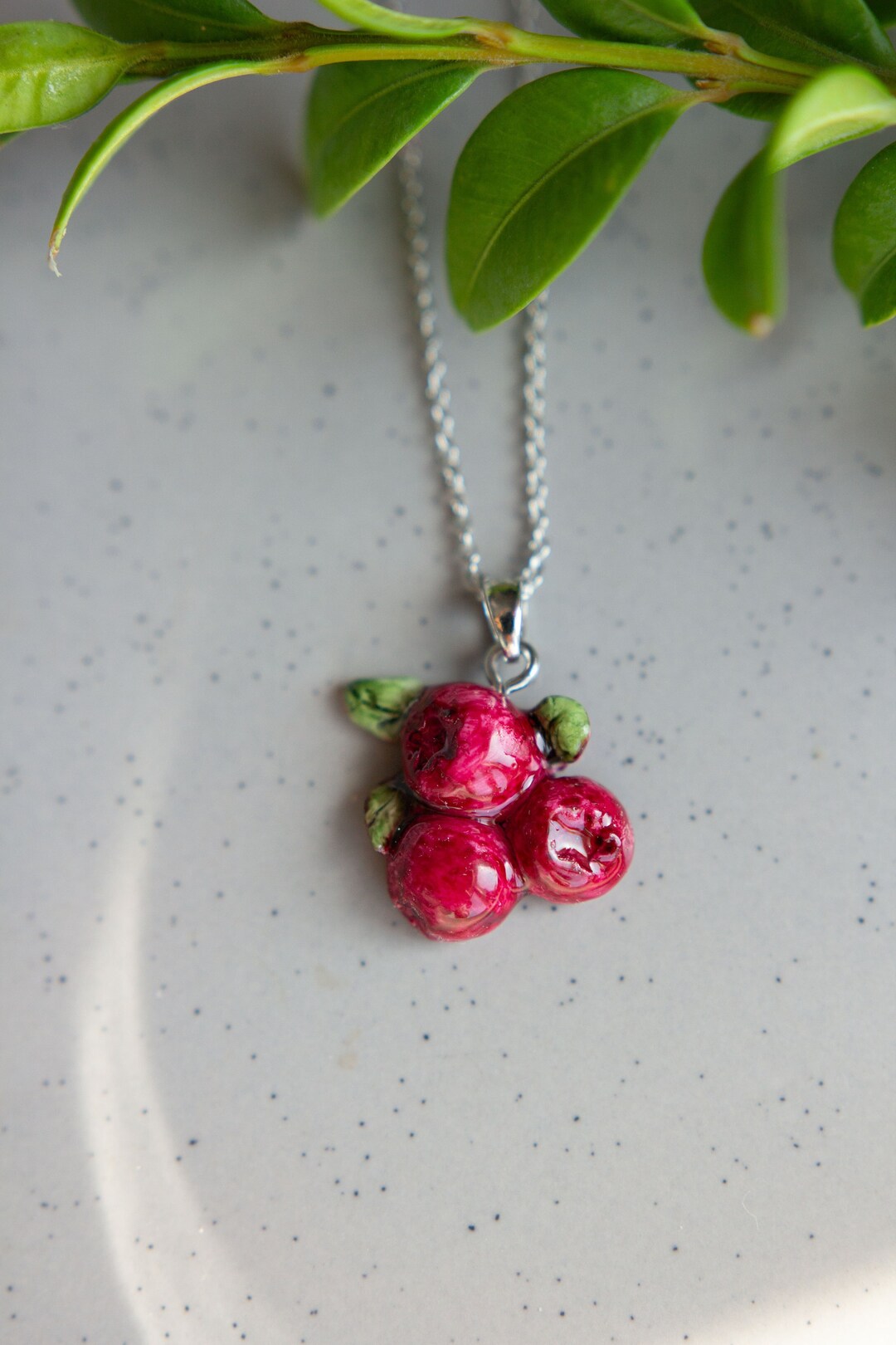 Handmade Cranberry Pendant With Silver Chain/ Nature Inspired Fruit ...