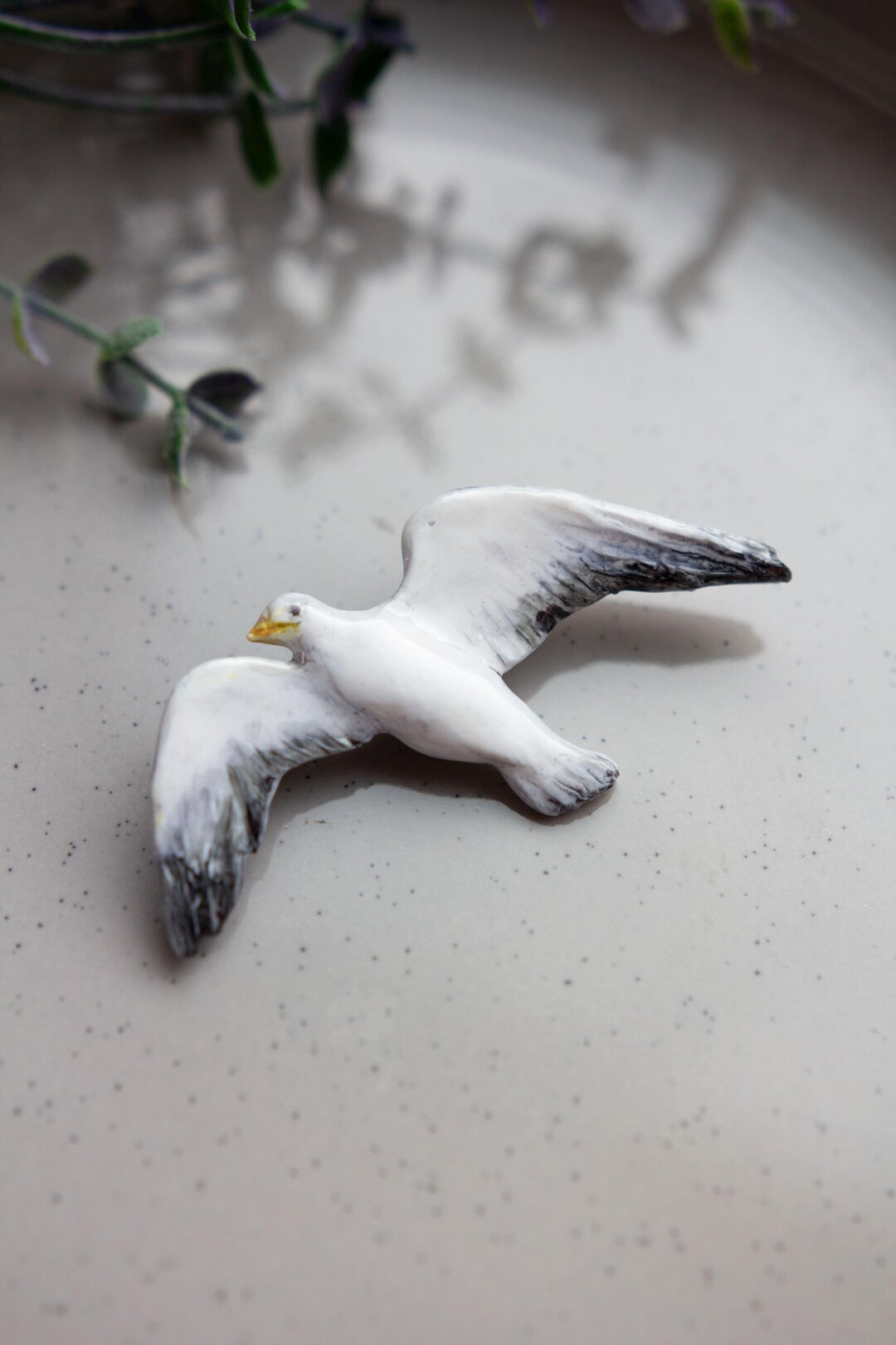 Seagull Brooch – Flying Bird Pin, Coastal Ocean Jewelry, White Gull ...