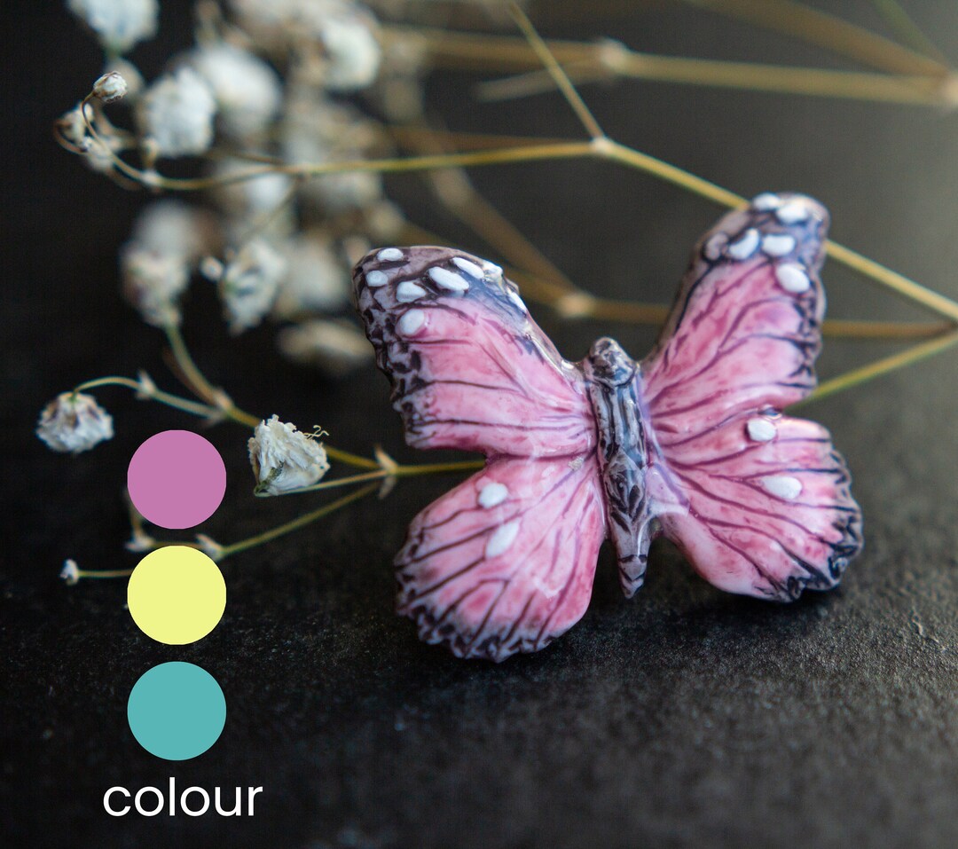 Pearl Pink Butterfly Brooch/ Vintage Style Insect Pin/ Butterfly Wings ...