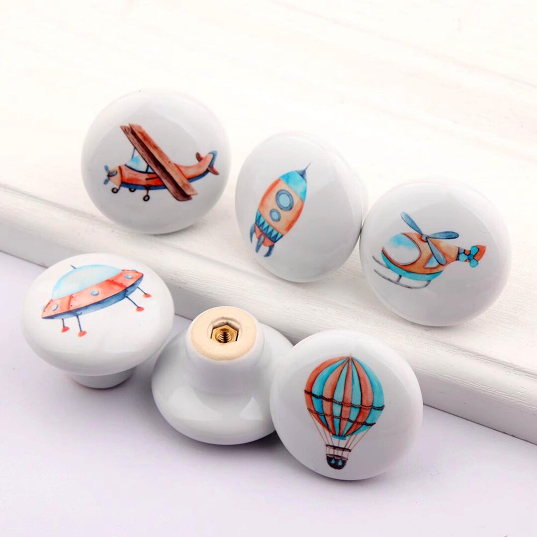 Airplane Door Knobs Ceramic - Cute Drawer Knobs - Rainbow Knobs ...