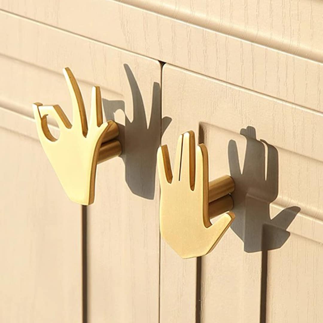 Hand Brass Drawer Knobs Closet Knobs Kitchen Knobs for Wardrobes Fun ...