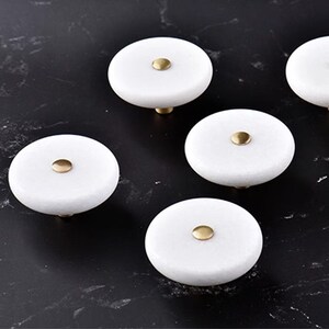 Round Wardrobe Knobs Closet Knobs Cabinet Knobs Kitchen Knobs Cupboard Knobs Marble and Brass ...