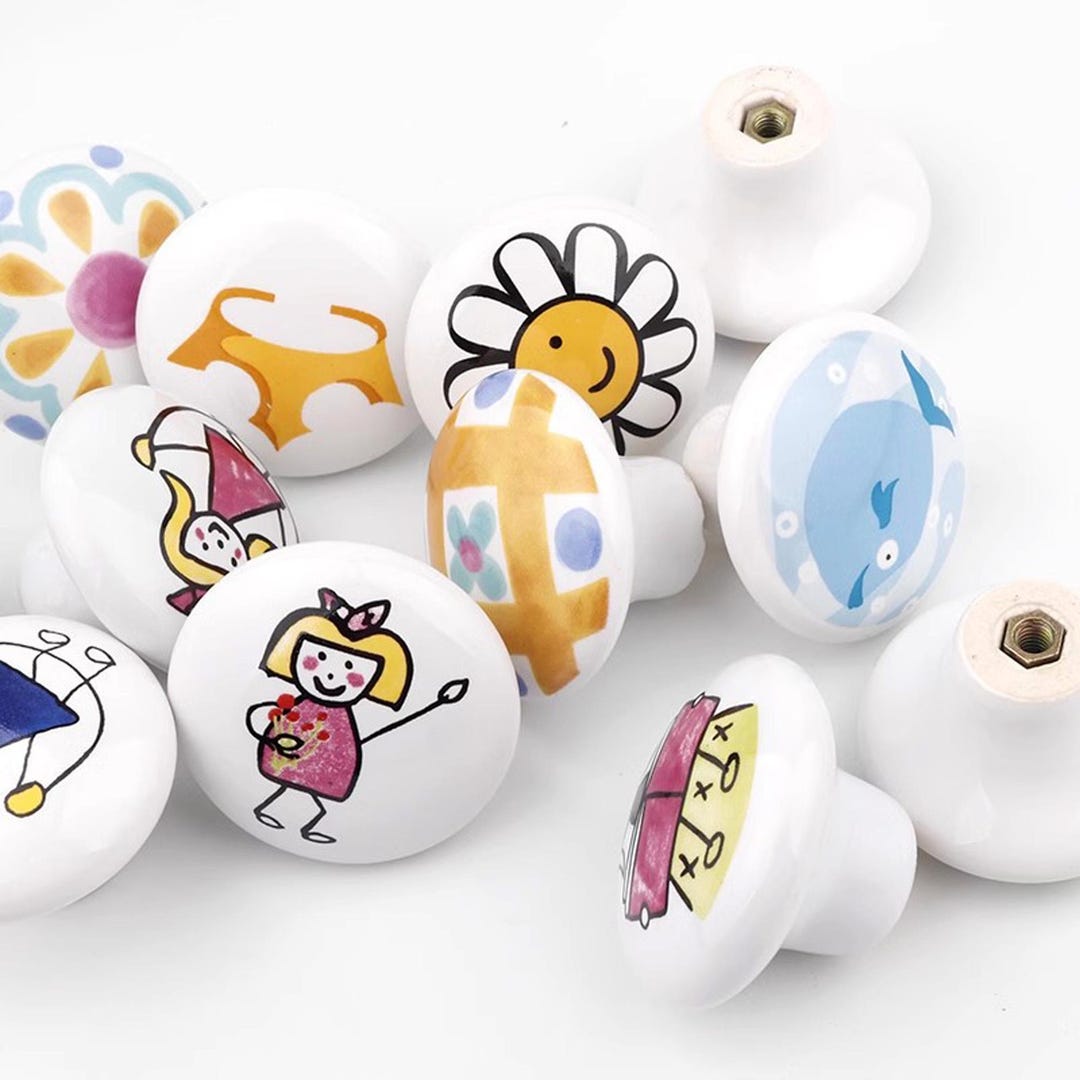 Cute Girls Drawer Knobs Ceramic - Cupboard Knobs - Dresser Drawer Knobs ...