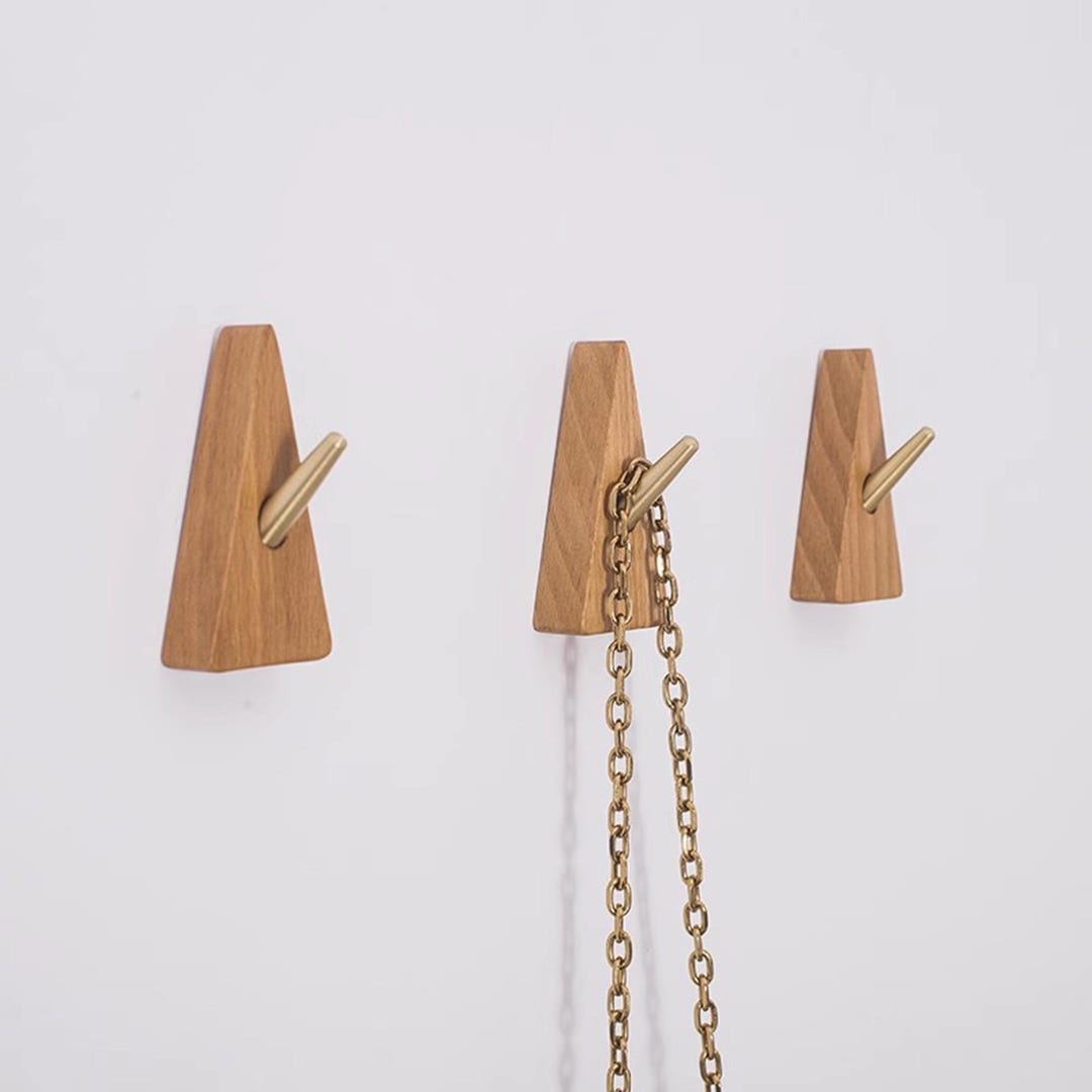 Triangle Wooden Coat Hooks for Wall - Towel Hooks - Kitchen Wall ...