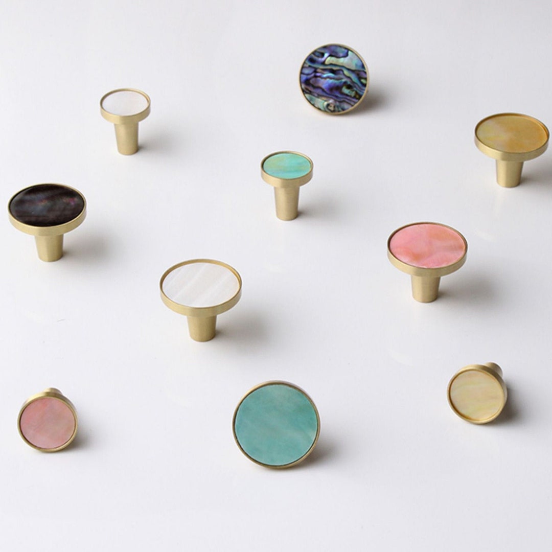 Brass & Shell Knobs - Drawer Knobs for Dresser - 8 Styles Available - Cabinet Door Knobs - Etsy