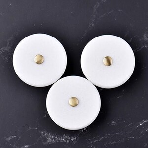 Round Wardrobe Knobs Closet Knobs Cabinet Knobs Kitchen Knobs Cupboard Knobs Marble and Brass ...