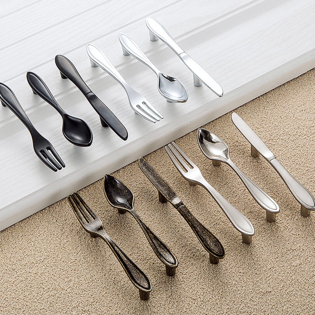 Knife Fork Spoon Drawer Pulls: Zinc Alloy Furniture Hardware - Etsy
