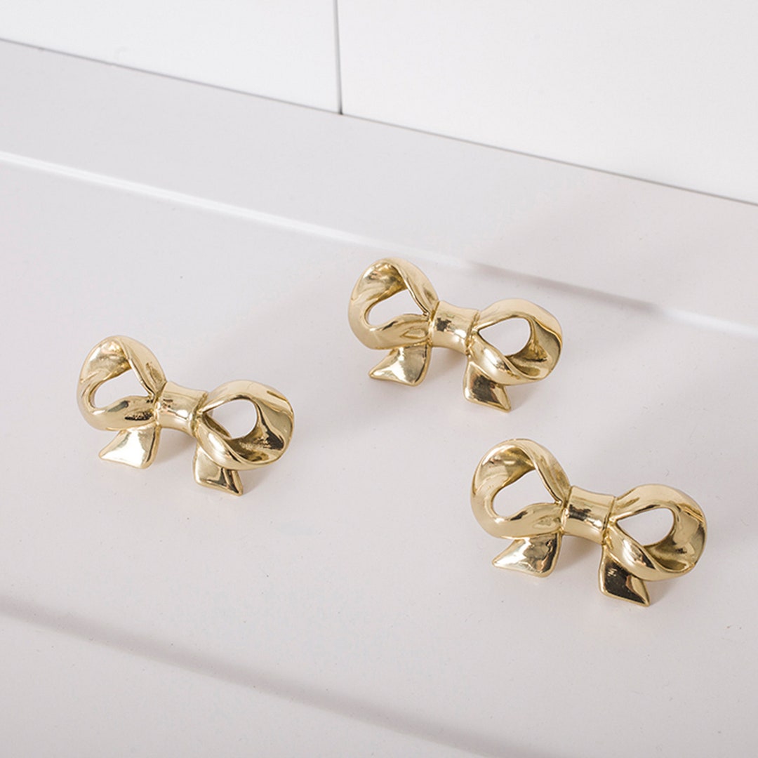 Bow-knot Shape Brass Knobs - Cabinet Knobs - Dresser Knobs - Wardrobe ...
