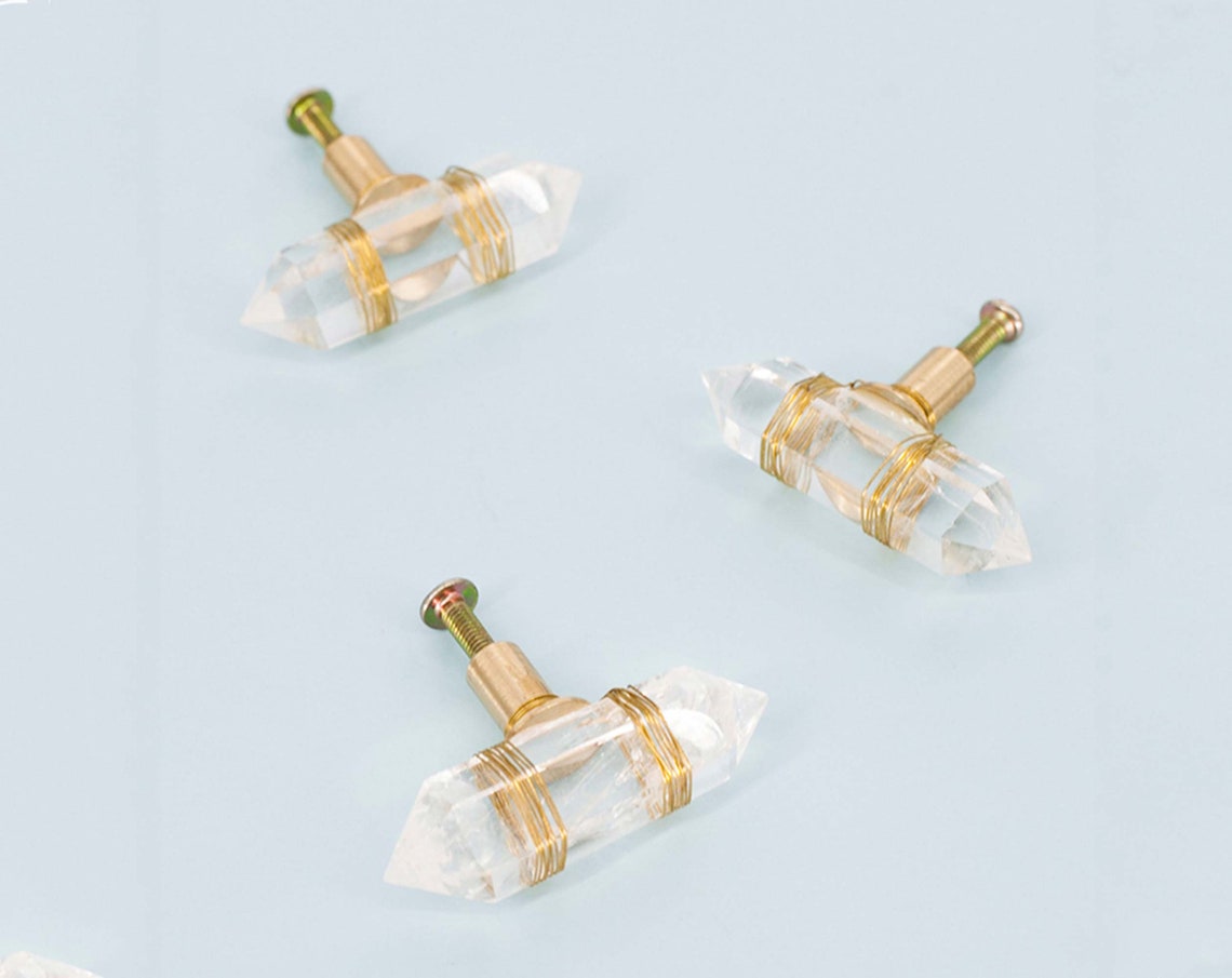 Natural Crystal Knobs Cabinet Knobs Brass Knobs Cupboard - Etsy