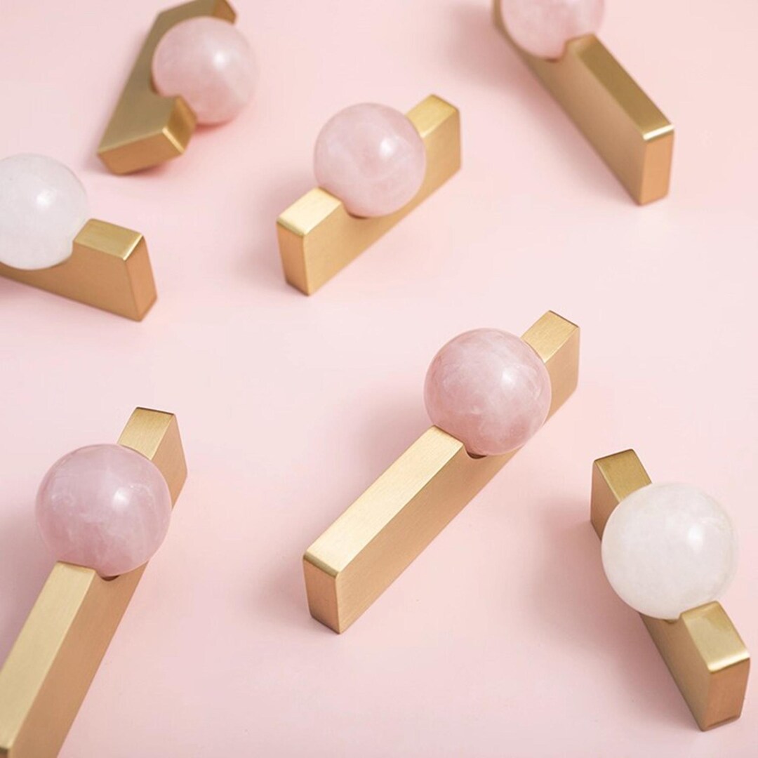 Brass Cabinet Knobs - Sideboard Pulls - Dresser Handles - Crystal Pulls ...