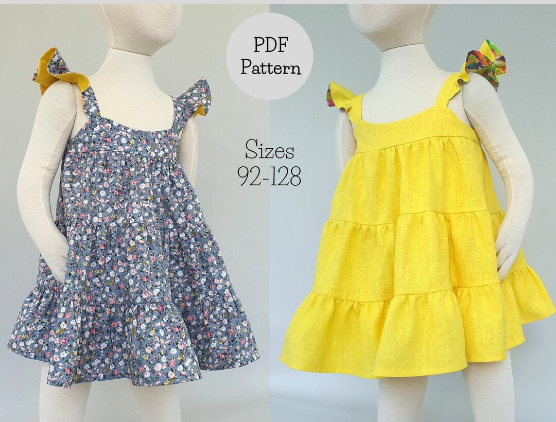 Kid Girls Dress Tiered Dress Pattern Sundress for Girls - Etsy