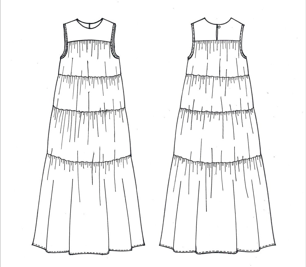 Tiered Dress PDF Pattern A Line Dress Sundress Loose Fit | Etsy