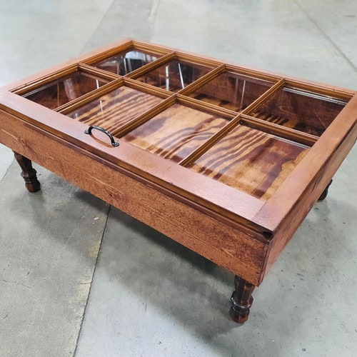 Shadow Box Display Table 3 Pane Antique Window Coffee Table - Etsy
