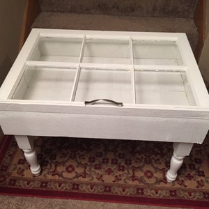 Shadow Box Coffee Table Wood Window Table Military Seashell ...