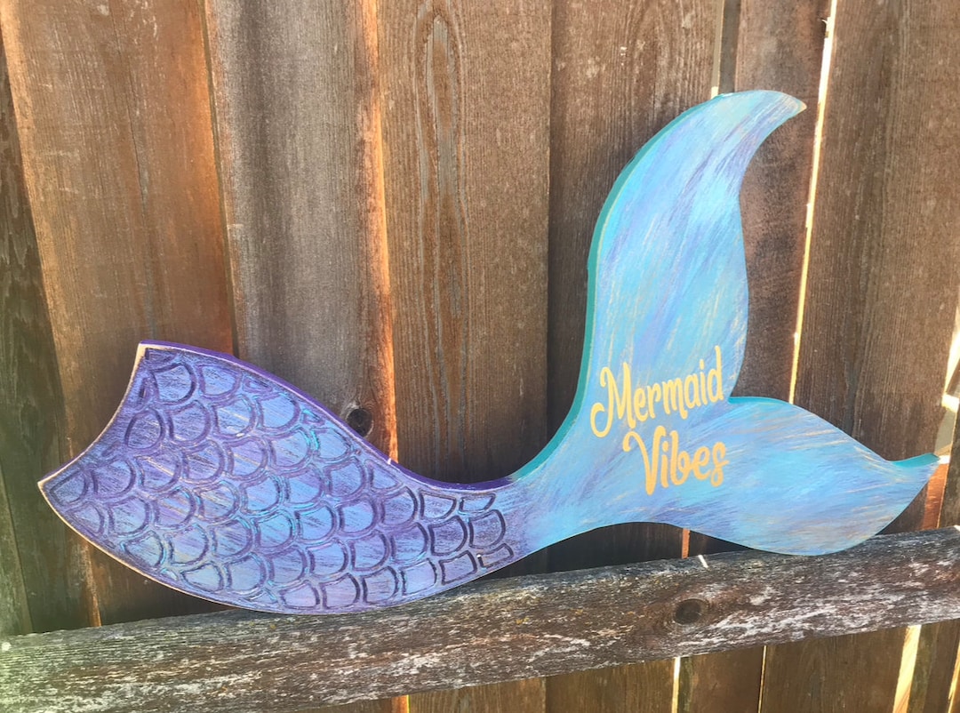Wood Mermaid Tail Personalized Mermaid Wall Decor Beach Bathroom Signs ...
