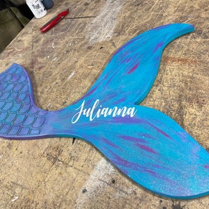 Wooden Mermaid Tail Sign Wall Decor Personalized Mermaid Sign Mermaid ...
