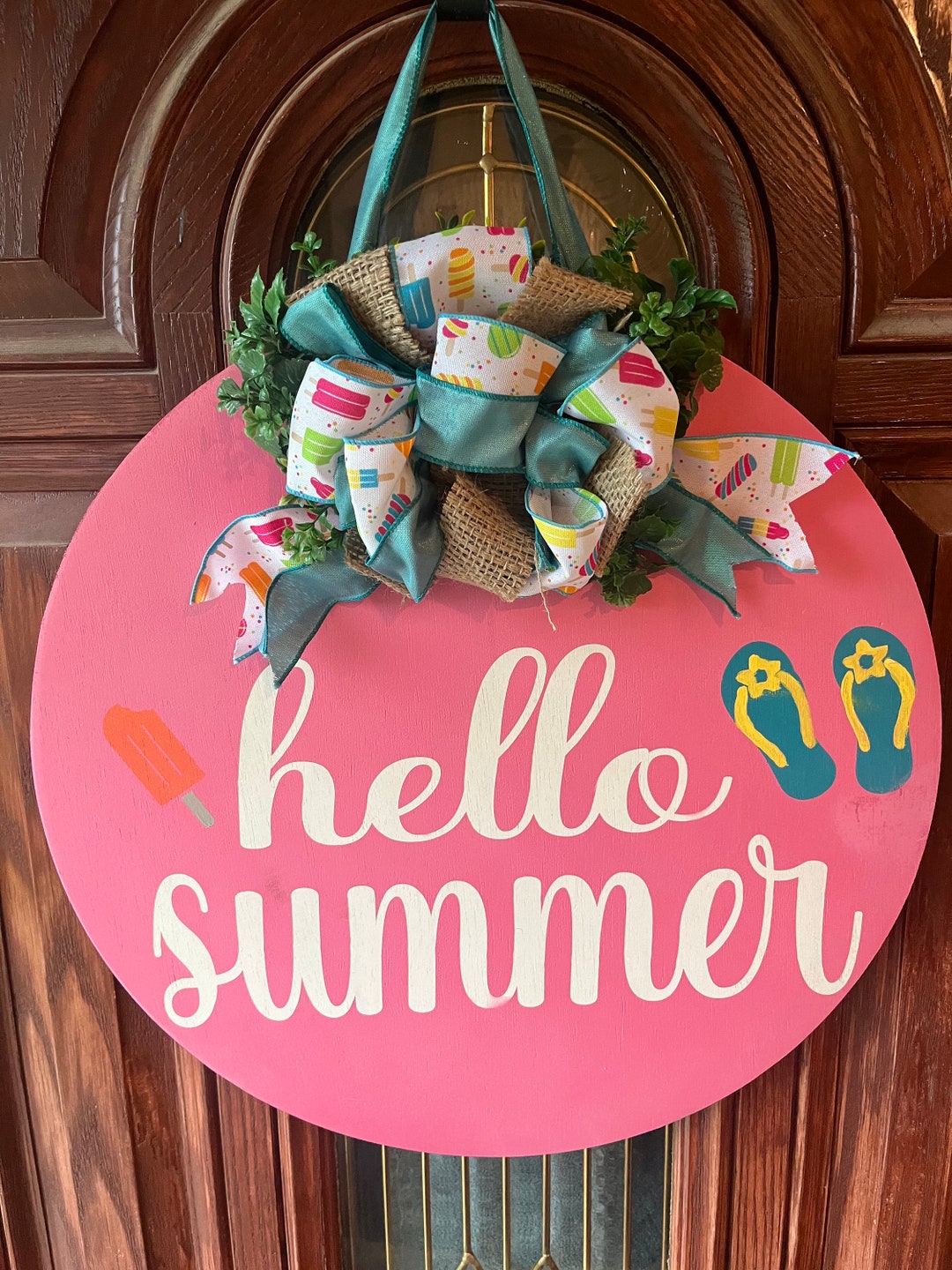 Hello Summer Door Hanger Summer Door Wreath Large Door Sign Mothers Day ...