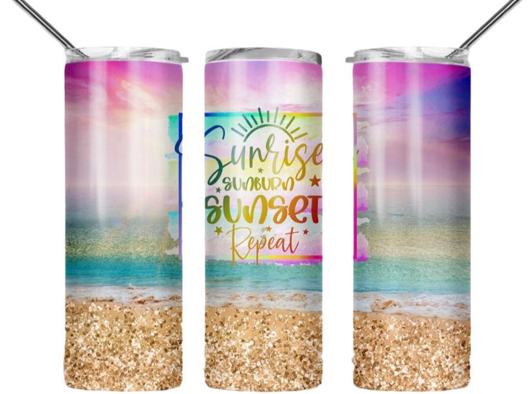 Sunrise Sunburn Sunset Repeat Skinny Tumbler Summer Fun Tumbler Cups ...