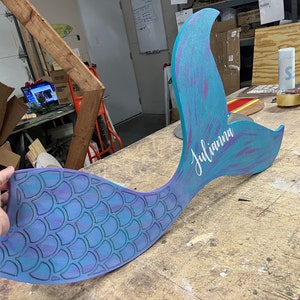 Wooden Mermaid Tail Sign Wall Decor Personalized Mermaid Sign Mermaid ...