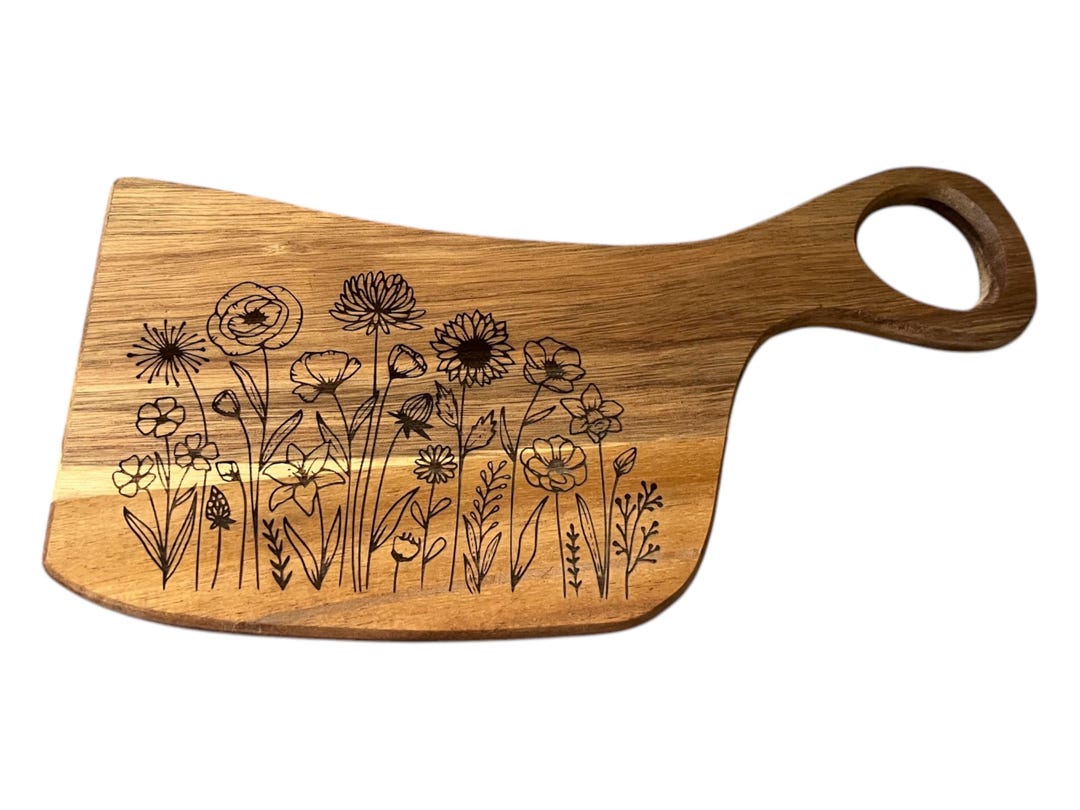 Laser Engraved Charcuterie Board Wild Flower Design / Custom Cutting ...