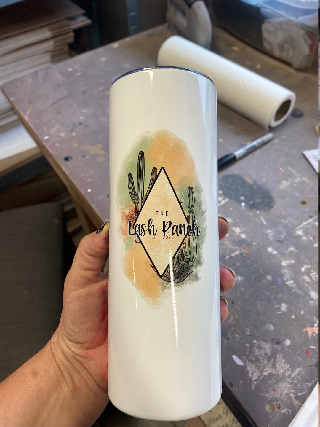 Business Logo Tumbler Cup Personalized Stainless Steel Skinny Tumbler ...