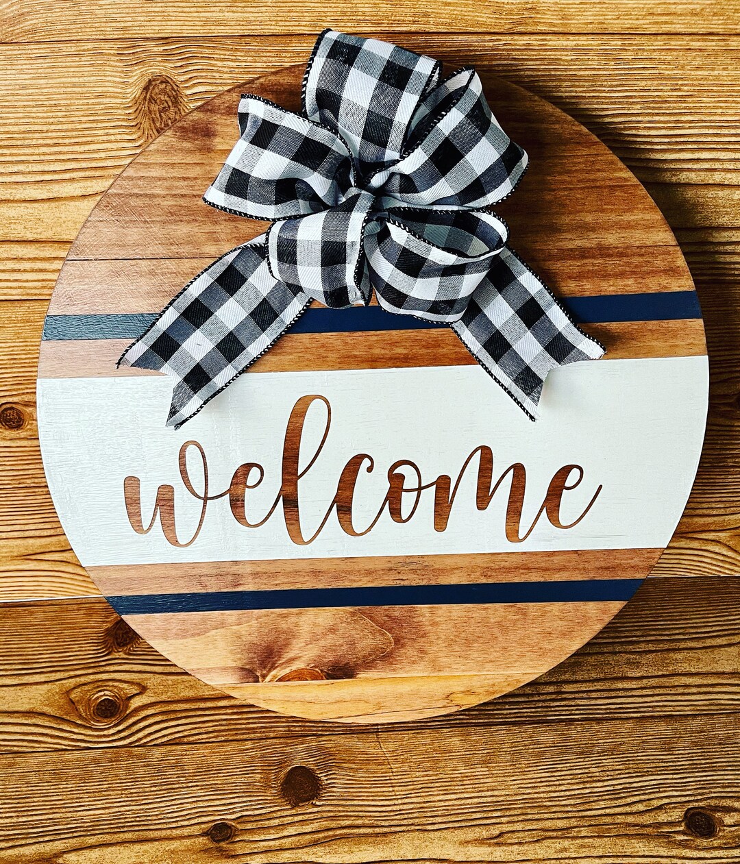 Wod Round Welcome Sign - Etsy