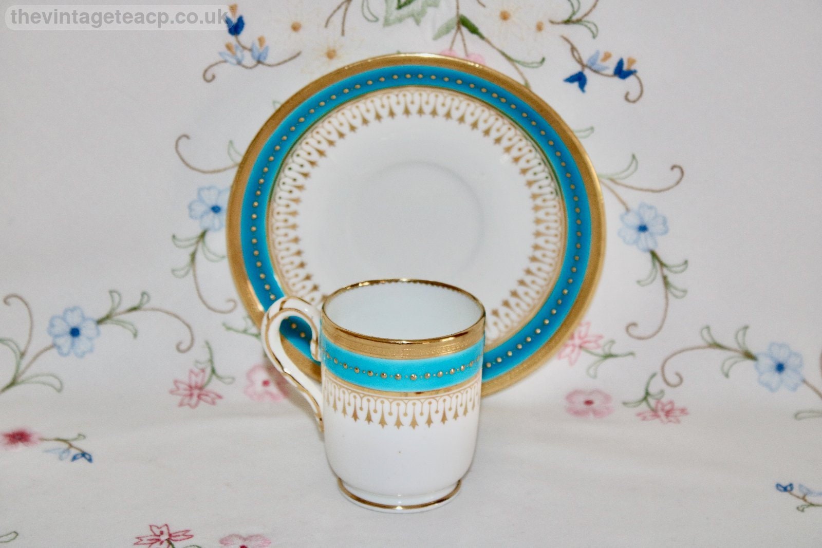 Antique 1800s Minton Turquoise and Gold Cup and Saucer - Etsy