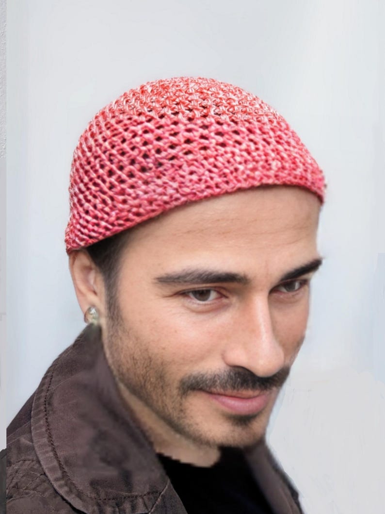 Crochet Mesh Summer Hat, Docker Cap Men, Red Mix Skull Hat, Kufi Cotton ...