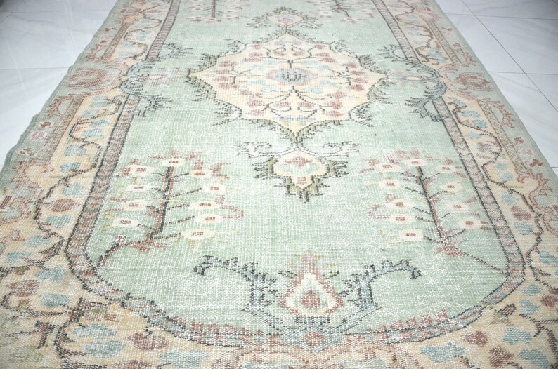 60s Turkish Green Rug Faded Green Rug Vintage Medallion - Etsy
