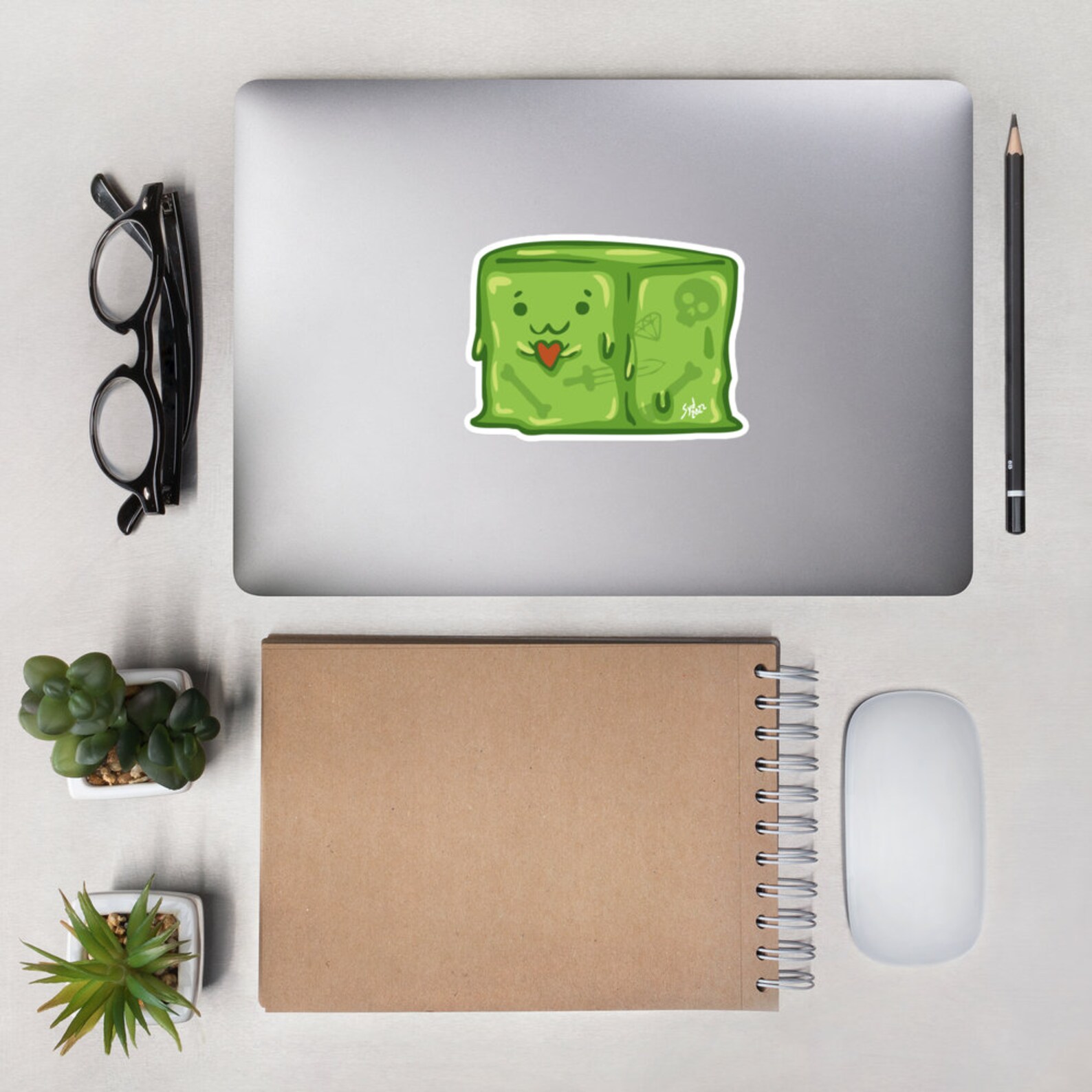 Cute Gelatinous Cube Kiss Cut Sticker | Adorable Monsters | Dungeons ...