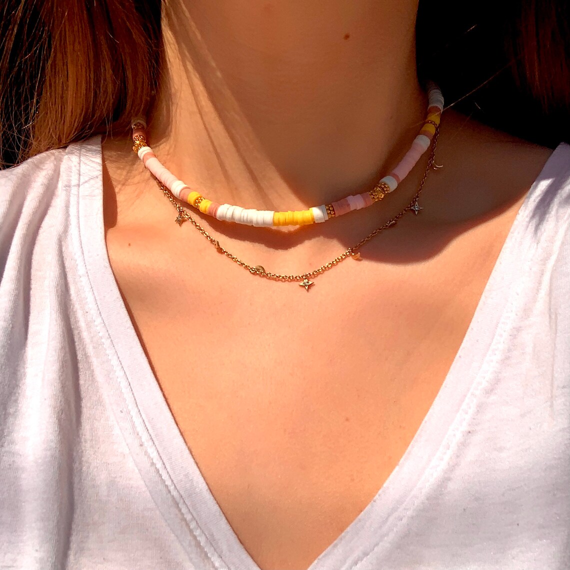 Collier perles heishi collier ras de cou collier de surfeur | Etsy