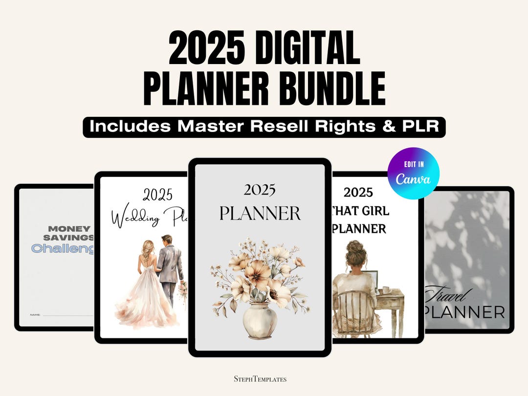 MRR PLR 2025 Digital Planner Templates Bundle, Plr Digital Products ...