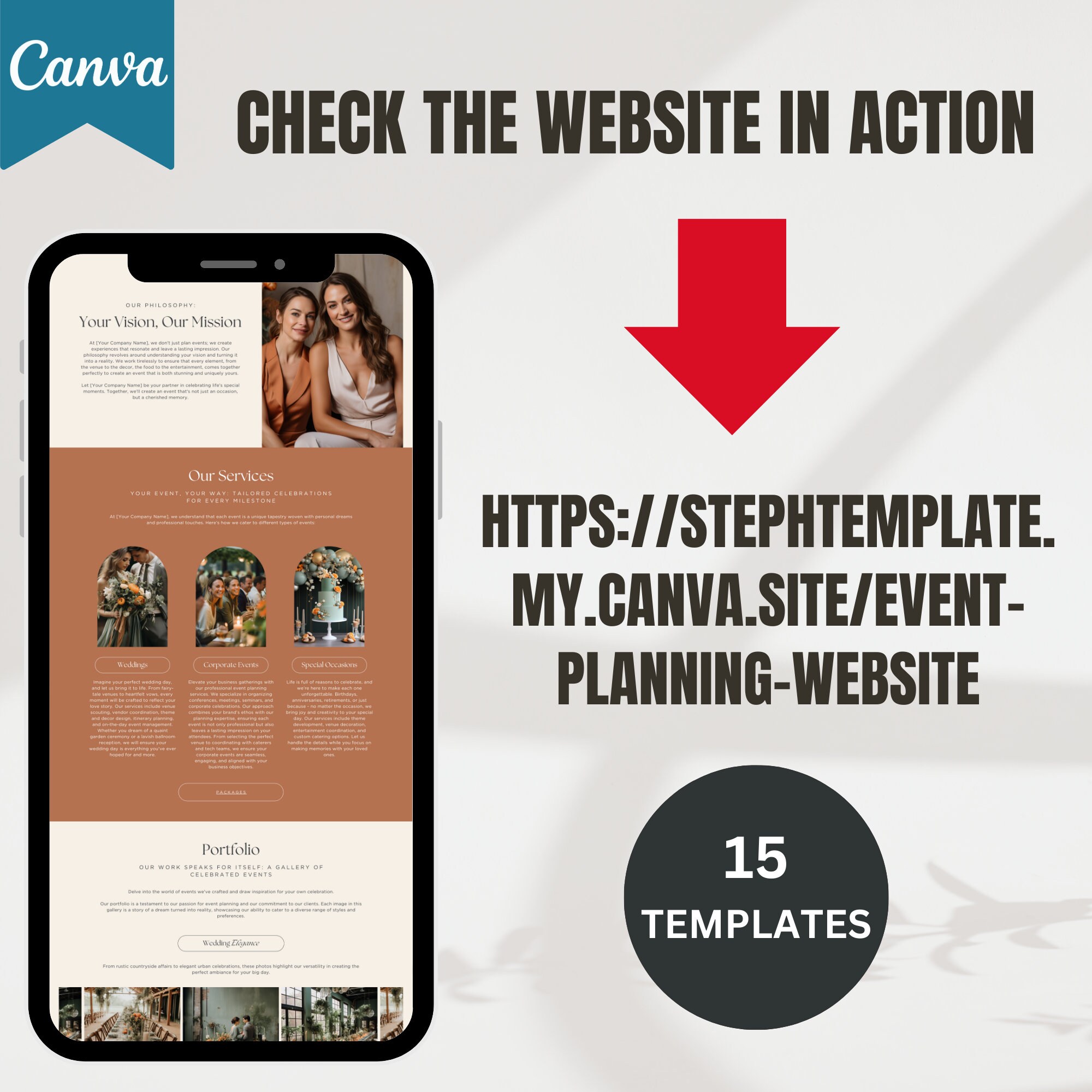 Event Planning Canva Website Template, Wedding Planning Website ...