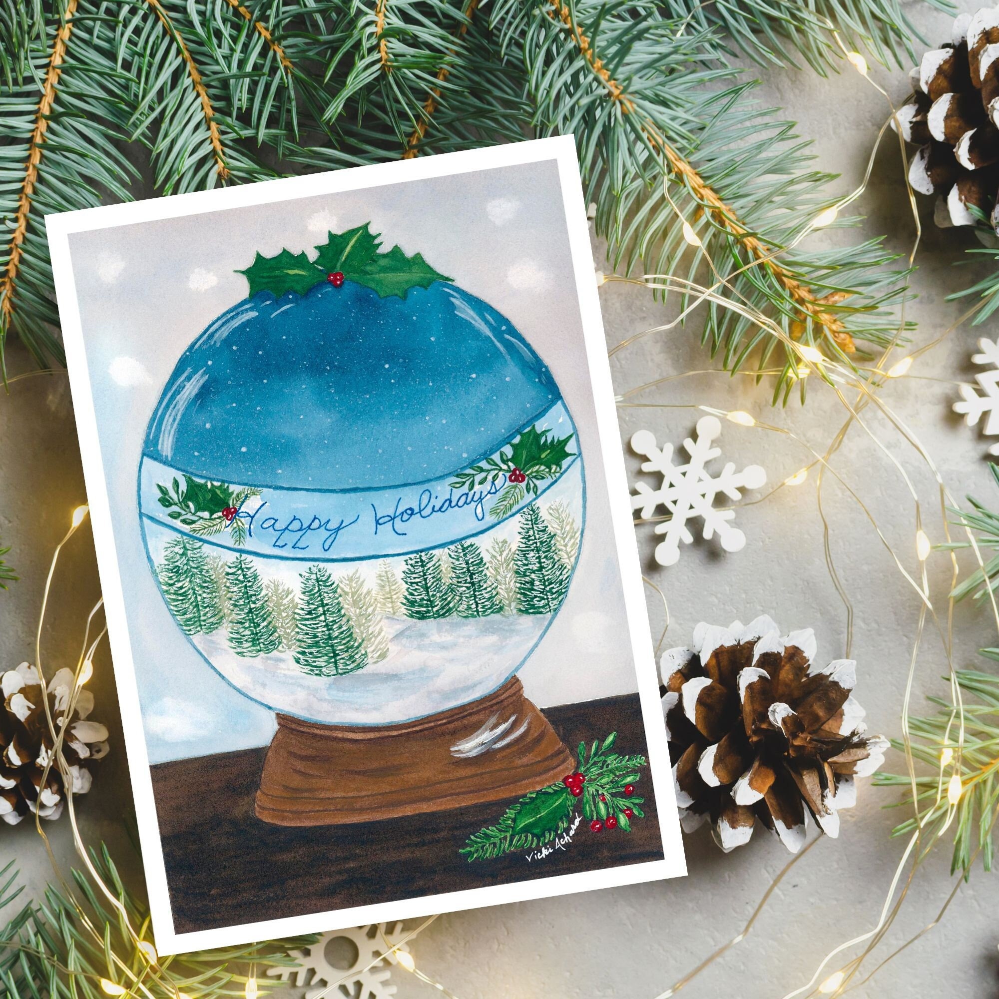 Boxed Christmas Cards, Watercolor Holiday Cards Boxed, Happy Holidays ...