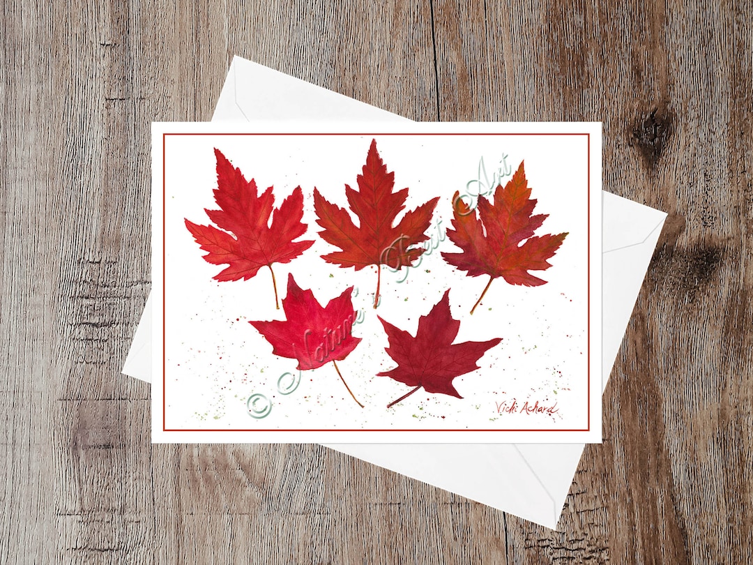Autumn Leaf Cards, Fall Birthday Card, Greeting Cards, Watercolor Fall ...